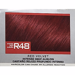 L'Oreal Paris Feria Multi-Faceted Shimmering Permanent Hair Color, R48 Red Velvet (Intense Deep Auburn), Pack of 1, Hair Dye