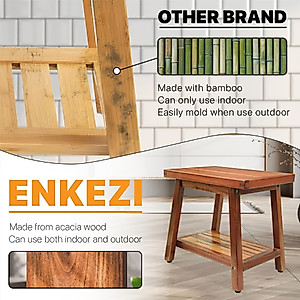 Shower Stool Bench Chair Waterproof with Storage Shelf for Shaving Legs, Spa, Bath Seat in Bathroom, Inside Shower Bench for Adults Seniors Elderly, Outdoor Side Table, Patio, Pool, Porch End Table