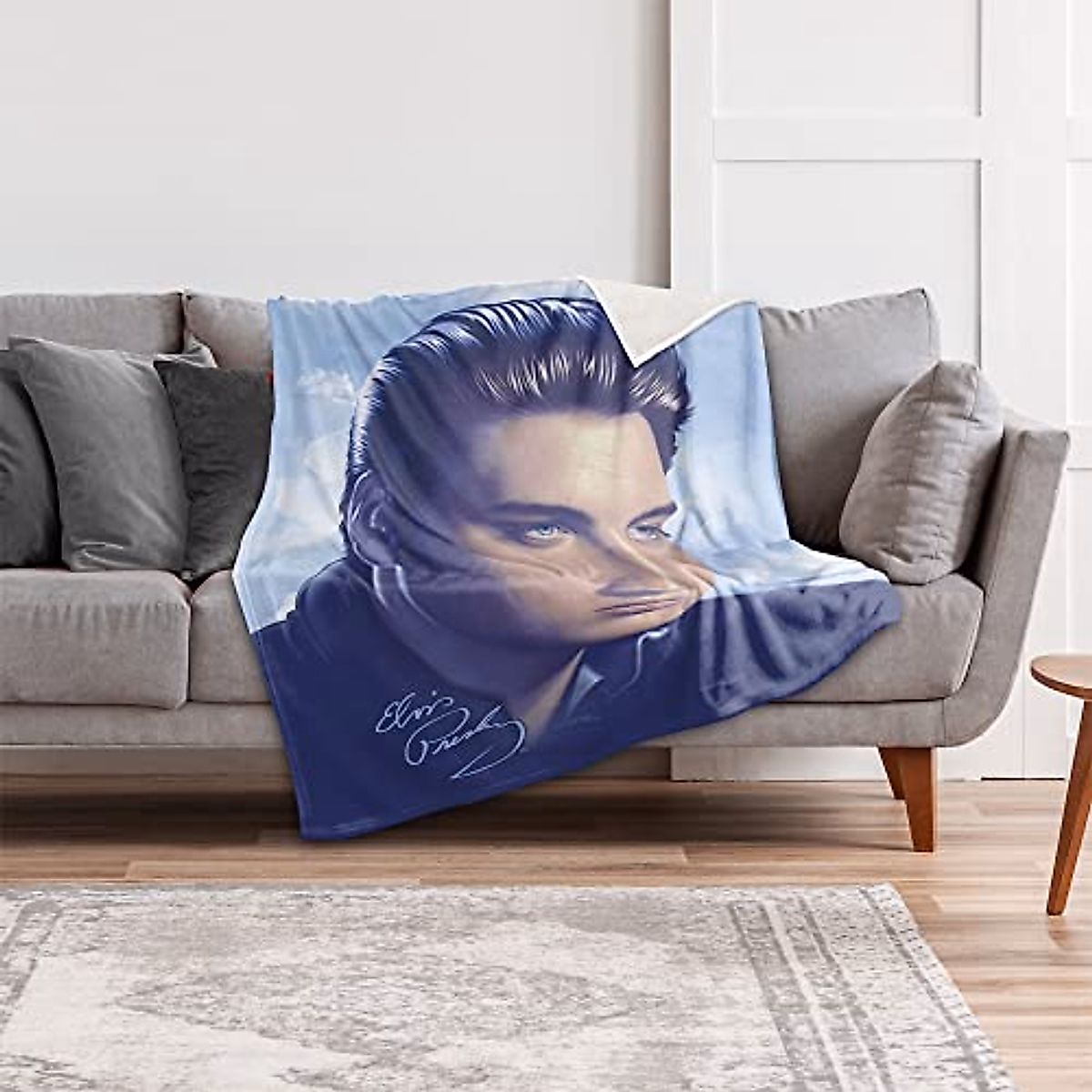 Elvis Presley Blanket, 50"x60", Big Portrait Silky Touch Sherpa Back Super Soft Throw Blanket