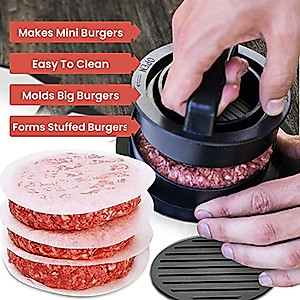 Hamburger Press Patty Maker, Slider Maker Set, 3 In 1 Hamburger Patty Mold, Essential Tool To Make Hamburgers In Different sizes As Well As Stuff Burgers. Fun For BBQ, Camping, Great Gift(Black)