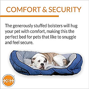 K&H Pet Products Bolster Couch Pet Bed Large Blue/Gray 28" x 40"