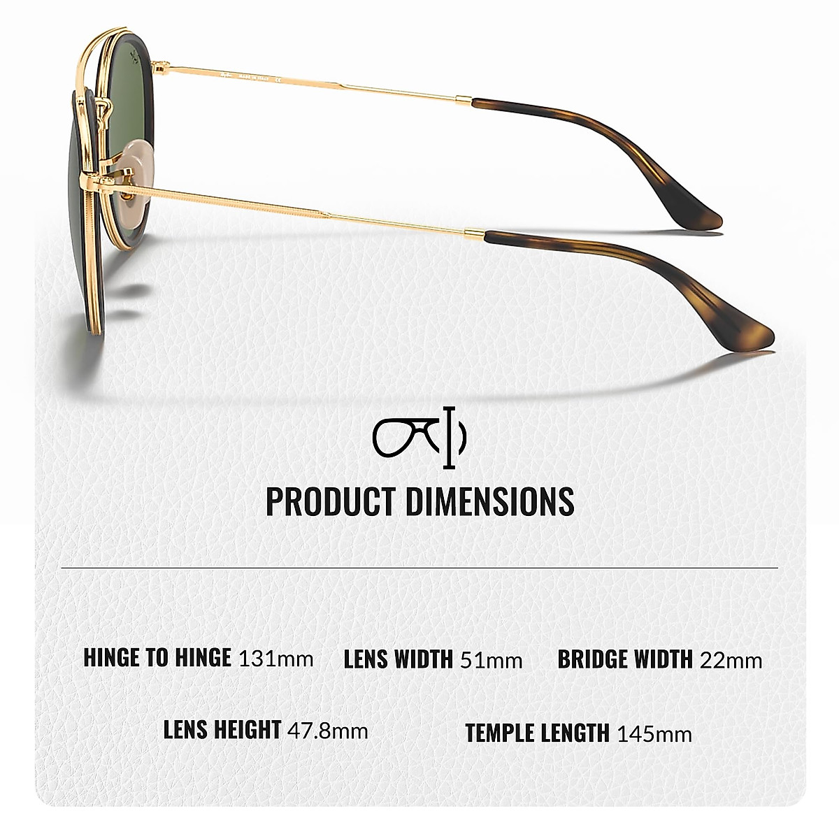 Ray-Ban RB3647N Round Double Bridge Square Shape Sunglasses With Eyewear Kit Bundle - Adjustable Nose Pads - Ideal Formal and Casual Wear Square Sunglasses