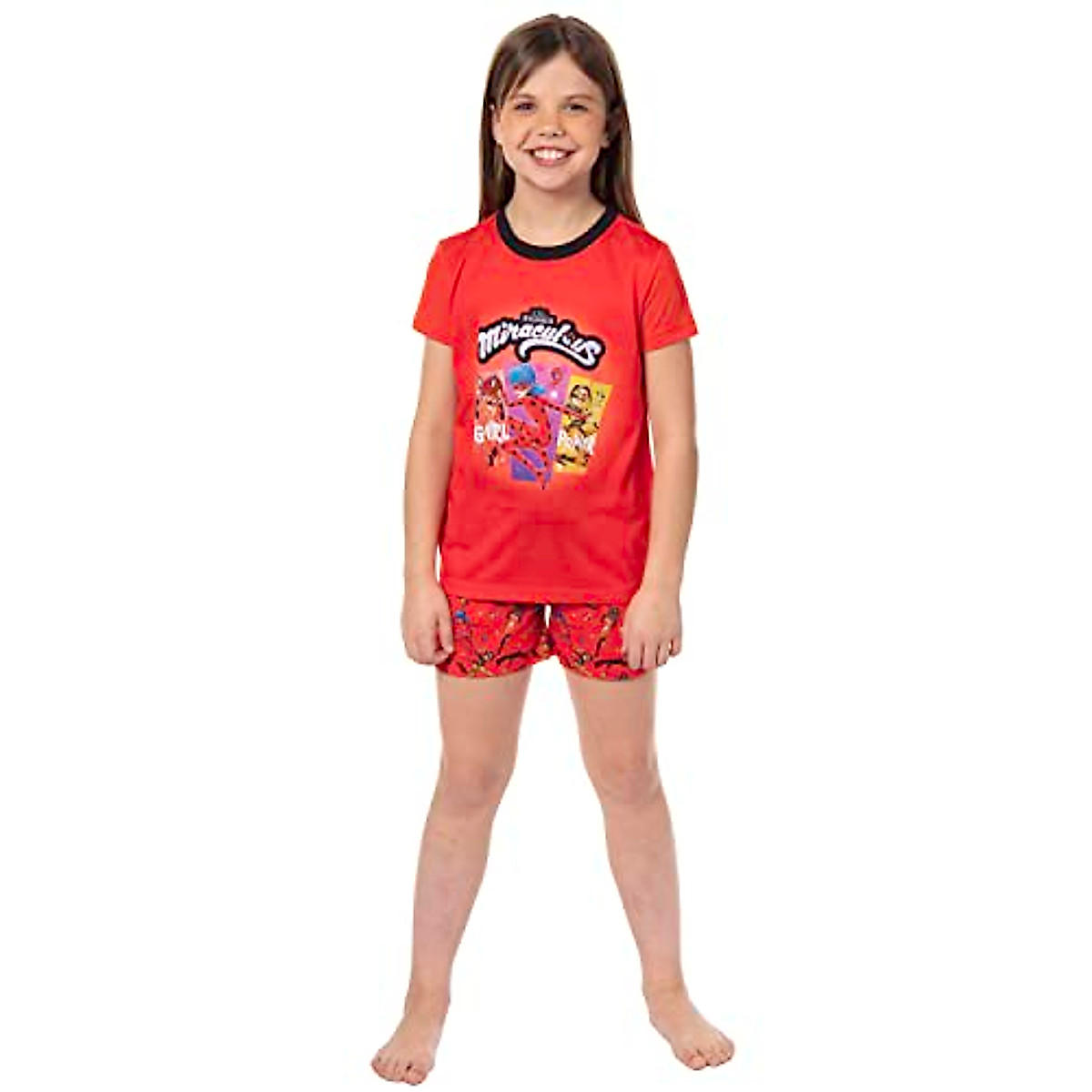 INTIMO Miraculous: Tales of Ladybug & Cat Noir Girls' Sleep Pajama Set Shorts (6/6X)