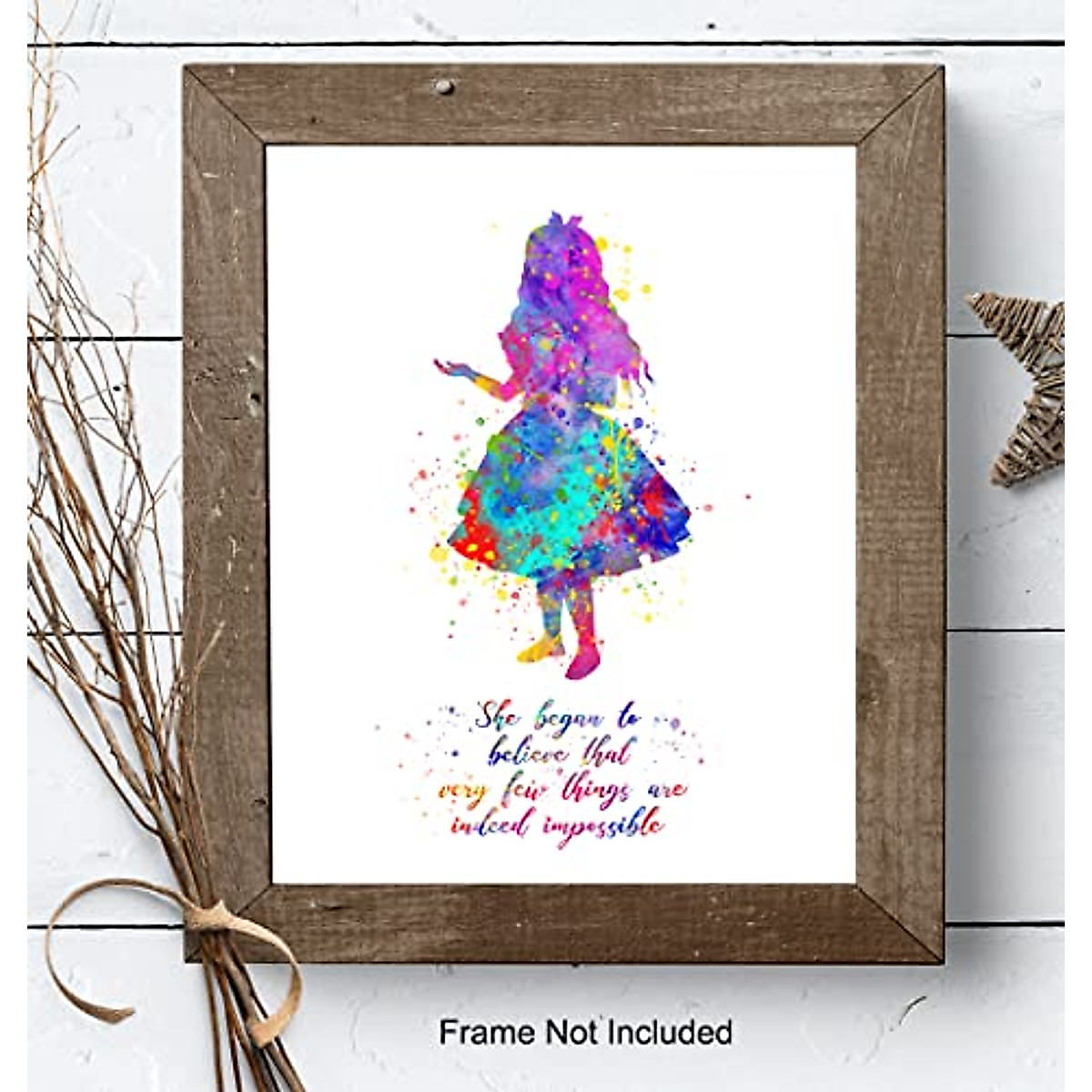 Motivational Quotes For Girls Room 11x14 - Alice in Wonderland Theme - Inspirational Quotes Wall Art for Women - Girls Bedroom Decor - positive affirmation - Positive Sayings Poster - Teen Girls Room