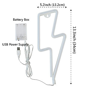 GMY LED Light Signs Wall Decor, Cloud and Lightning Bolt LED Neon Signs for Bedromm, by USB Charging/Battery, Decorative Neon Light for Party, Wedding, Game Room Decor, Christmas Decor, 2Pack