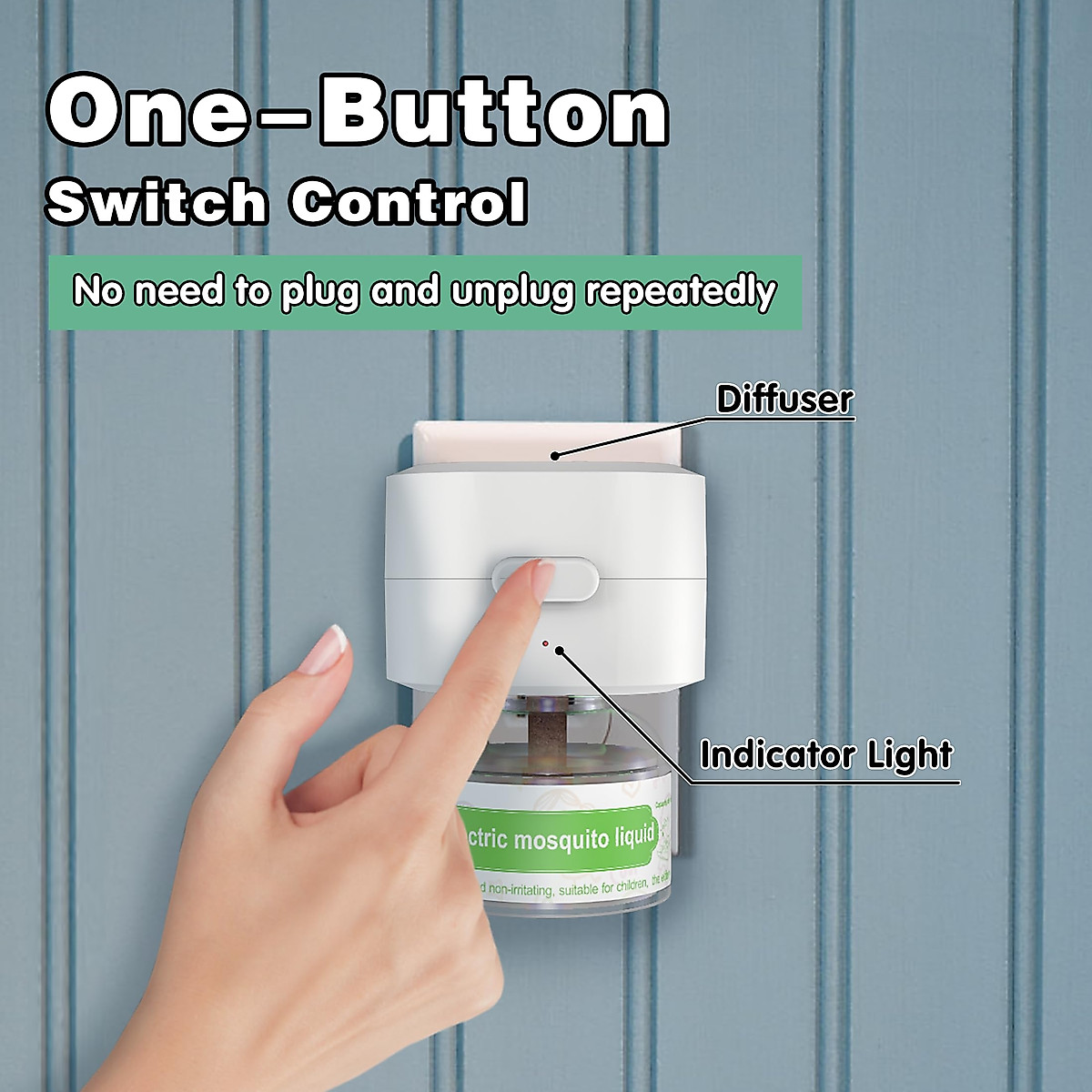 Ddrihlees Mosquito Repeller, Electronic Mosquito Repellent Plug in Indoor Use, Includes 2-Pack 280 Hr Repellent Refills, No Candles or Flames, DEET-Free, for Home, Bedroom, Office, Kitchen (White)