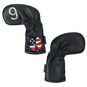 Craftsman Golf 11pcs /Set (4,5,6,7,8,9,A,S,P,L,X) USA US Flag Clover Leather Black Iron Covers Headcover