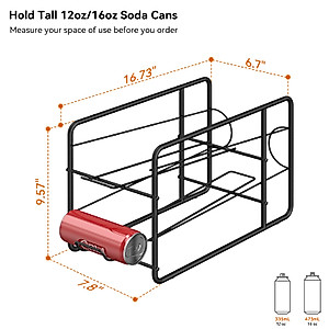 MOOACE 2 Pack Skinny Can Dispenser Rack, Stackable Tall Skinny Soda Pop Cans Storage Organizer Holder for Fridge Freezer Pantry Kitchen Cabinet Countertop, Black