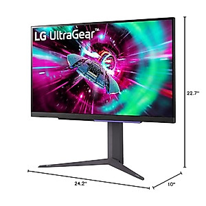 LG 27" UltraGear 4K UHD (3840x2160) Gaming Monitor, 144Hz, 1ms, VESA DisplayHDR 400, G-SYNC and AMD FreeSync Premium, HDMI 2.1, DisplayPort, 4-Pole HP Out DTS HP:X, Tilt/Height/Pivot Stand, Black