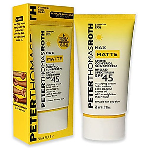 Peter Thomas Roth | Max Matte Shine Control Sunscreen Broad Spectrum SPF 45 | Mattifying Sunscreen For Oily Skin, Water-Resistant, 1.7 fl. Oz (Pack of 1)