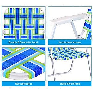HAPPYGRILL 6 Pack Folding Chairs Set Portable Lightweight Web Dining Chair for Patio Garden Beach Party