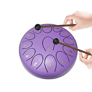 REGIS Alloy Steel Tongue Drum 13 Notes 12 Inches Chakra Tank Drum Steel Percussion Padded Travel Bag and Mallets (lavender, 12 Inches 13 Notes)