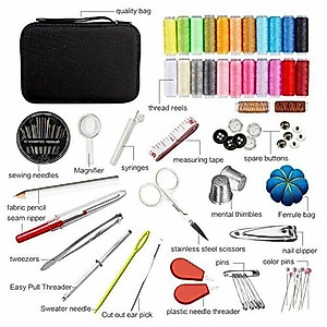 99 Pcs Sewing Kit Premium Sewing Supplies Case Portable Travel Home Needle Thread with Thread,Threader Needle,Tape Measure, Scissor, Thimble