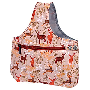 PATIKIL Crochet Bag, Small Mini Yarn Storage Organizer Knitting Accessories and Supplies Shoulder Skein Ball Case Holder for Crocheting, Deer Orange