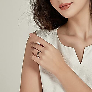 SHINYSO Wedding Bands for Women Infinity Stacking Ring Half Cubic Zirconia Eternity Engagement Silver Ring Size 5