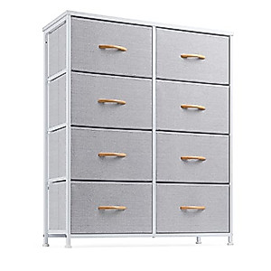 Nicehill Dresser for Bedroom with 8 Drawers, Tall Dresser Fabric Dresser for Kids Room, Closet, Nursery, Baby, Chest of Drawers Bedroom Dresser, Closet Organizer with Storage Drawers, Light Grey