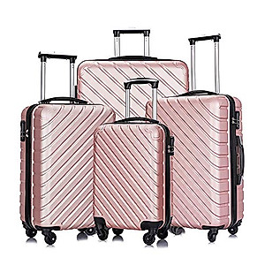 Apelila Fridtrip Carry On Luggage with Spinner Wheels Luggage Sets Travel Suitcase Hardshell Lightweight (Rose Gold, 4 PCS)