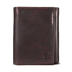 Carhartt Men's Oil Tan Leather Trifold Wallet, Brown, One-Size