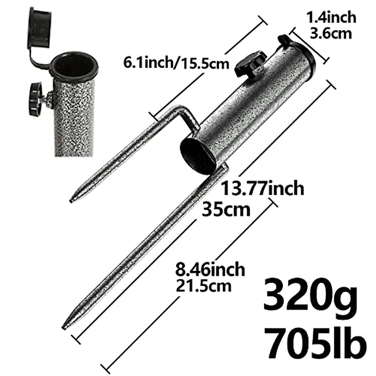 weallbuy Beach Umbrella Sand Anchor, Portable Umbrella Metal Stand with Anchor for Patio/Beach/Parasol/Garden/Fishing, Adjustable Holder Stand for 0.9-1.2 Inch Umbrella (1)