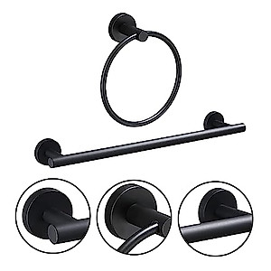 DOITOOL 1 Set Bathroom Towel Bar Metal Hanger Black Hanger Black Towel Bar Hand Towel Holder Hand Towel Ring Round Bathroom Storage Rod Bathroom Supplies Towel Stand Single Shot Dispenser