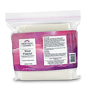 HERITAGE STORE Wool Flannel for Castor Oil Pack, Reusable & Highly Absorbent, Creates a Soothing Heat Compress for Abdomen, Joints & Other Areas, Cruelty Free, 12 x 27 in