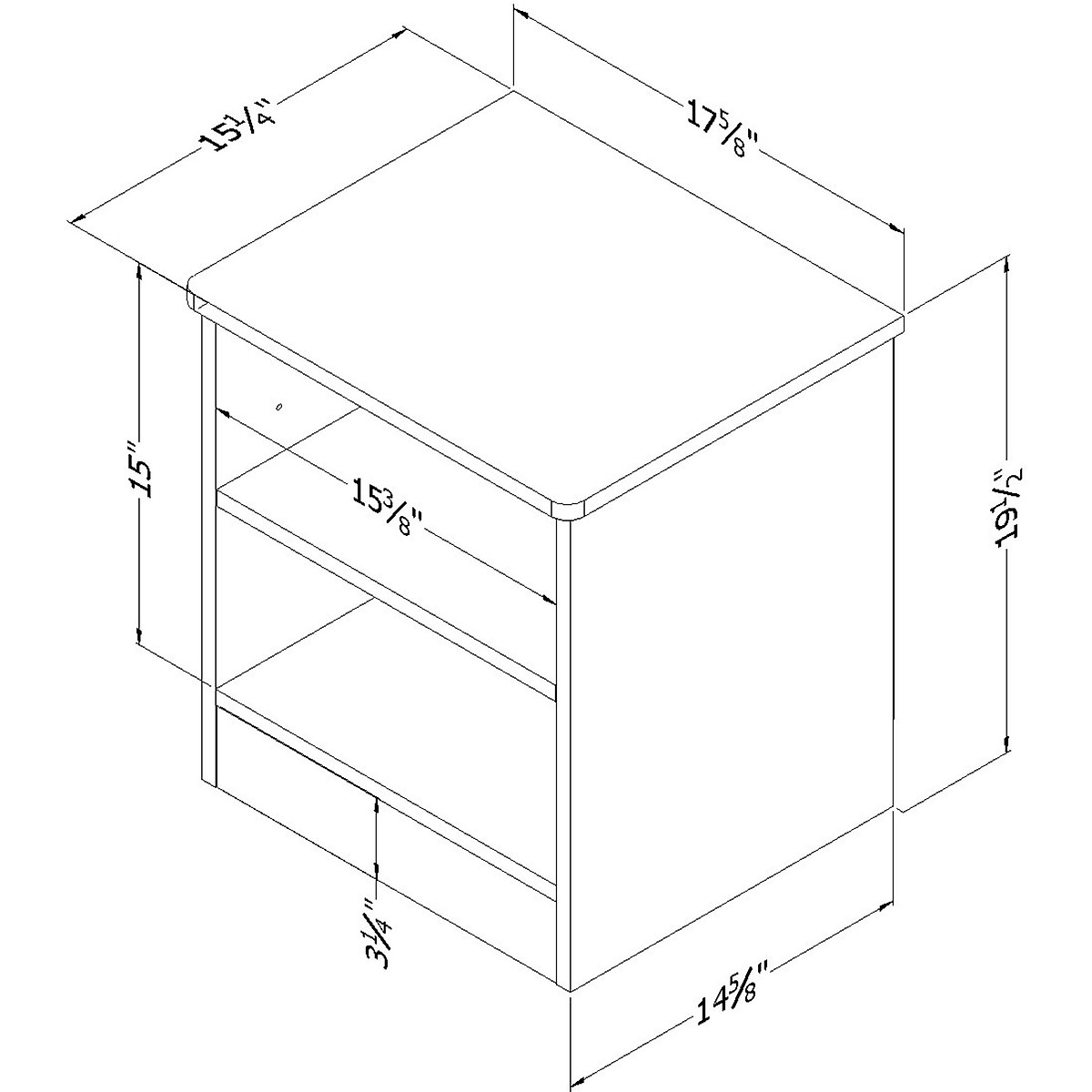 South Shore Libra Open 2-Shelf Nightstand, Pure White