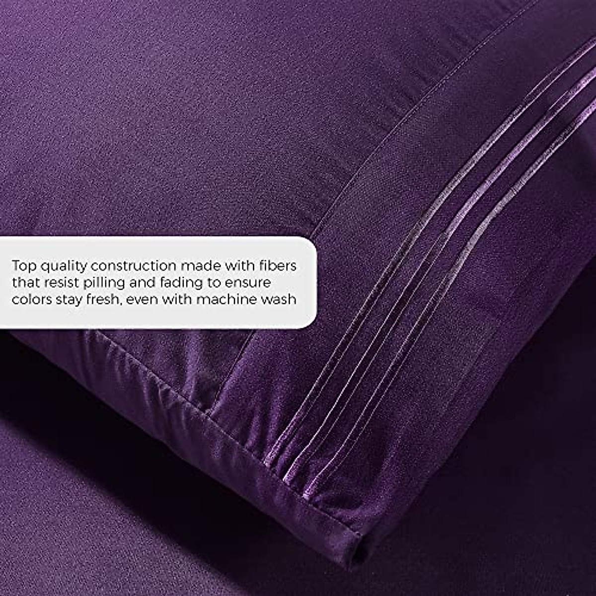 Bed Sheets - Full Sheet Set [6-Piece, Purple] - Hotel Luxury 1800 Brushed Microfiber - Soft and Breathable - Deep Pocket Fitted Sheet, Flat Sheet, Pillow Cases