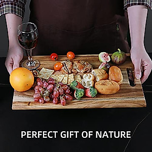 YSTKC Cutting Board for Kitchen,14" Acacia Wood Charcuterie Board,Reversible Chopping Board for Meat,Fruit,Vegetable and Bread,Cheese Board and Serving Tray
