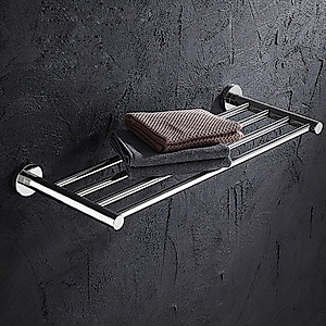 Bathroom Towel Rack, Hotel Style Towel Racks for Bathroom Wall Mounted, Modern Towel Bar Rack 23.6 Inch, 2-Tier Towel Shelves, Chrome