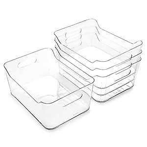 BINO | Plastic Organizer Bins, Large - 4 Pack | The SOHO Collection | Multi-Use Organizer Bins | Pantry Organizer & Freezer Organizer Bins | Plastic Storage Containers | Bins for Home & Kitchen Org