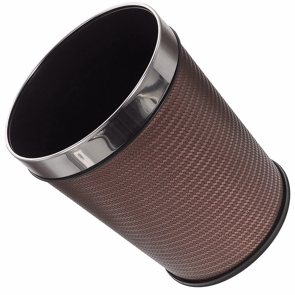 Ipetboom Pu Leather Garbage can Pu Leather Trash Can Wastebasket Garbage Container Bin Decorative Paper Basket Waste Bucket Storage Bin for Bathroom Living Room Office High Class Hotel 5L