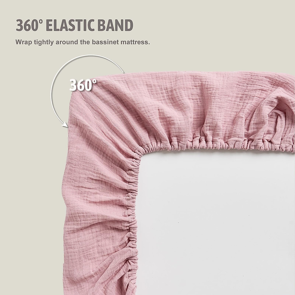 babytino Muslin Bassinet Sheet for Baby Boy and Girl,Super Soft Bedside Bassinet Sheets Fitted for Oval, Rectangle and Hourglass Mattress Pad, Breathable and Wash Machine Sheets, 2 Pack