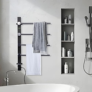 Heated Towel Bar | 4-Bar Electric Towel Warmer Racks Wall Mounted | Stainless Steel Temperature Adjustable Waterproof Drying Rack with Built-in Timer for Kitchen, Bathroom