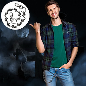 MTLEE 2 Packs Skull Pants Chains for Men Biker Chain Punk Heavy Skull Goth Wallet Chain Punk Skull Pants Chains for Men Wallet Key Pants