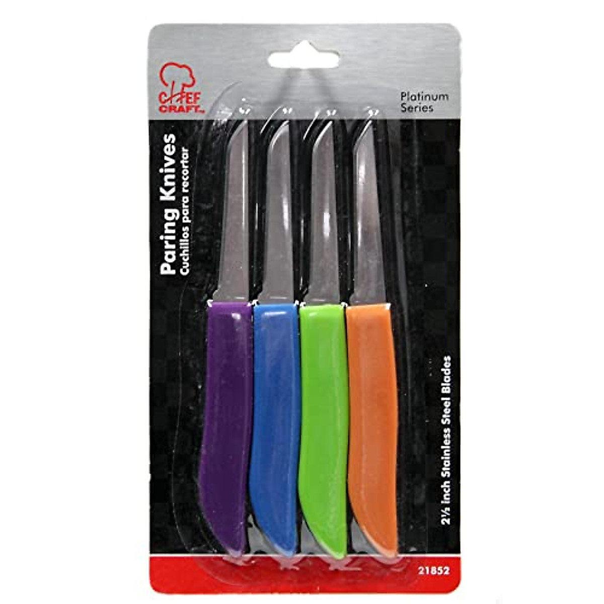 Chef Craft Select Paring Knife, 2.5 inch blade 6 inches in length 4 piece set, Assorted