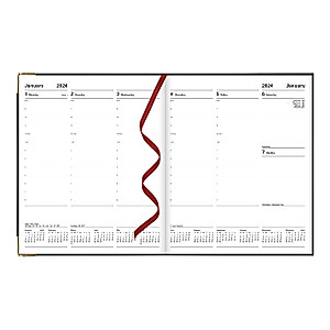 Letts of London Roma Weekly Planner, 12 Months, January to December, 2024, Italian Leather, Quarto Size, 10.25" x 8.25", Black (C33YIBK-24)