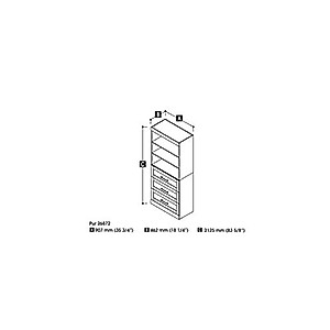 Bestar Pur 36W Shelving Unit with 3 Drawers in Chocolate