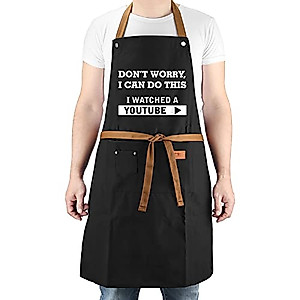 Gifts for Men Women, Funny Saying Apron with 3 Tool Pockets Adjustable Neck Strap, Waterproof, Gifts for Dad, Husband, Friends, Birthday Gifts, Gag Gifts, BBQ Cooking Chef Apron, Valentine's Day Gift