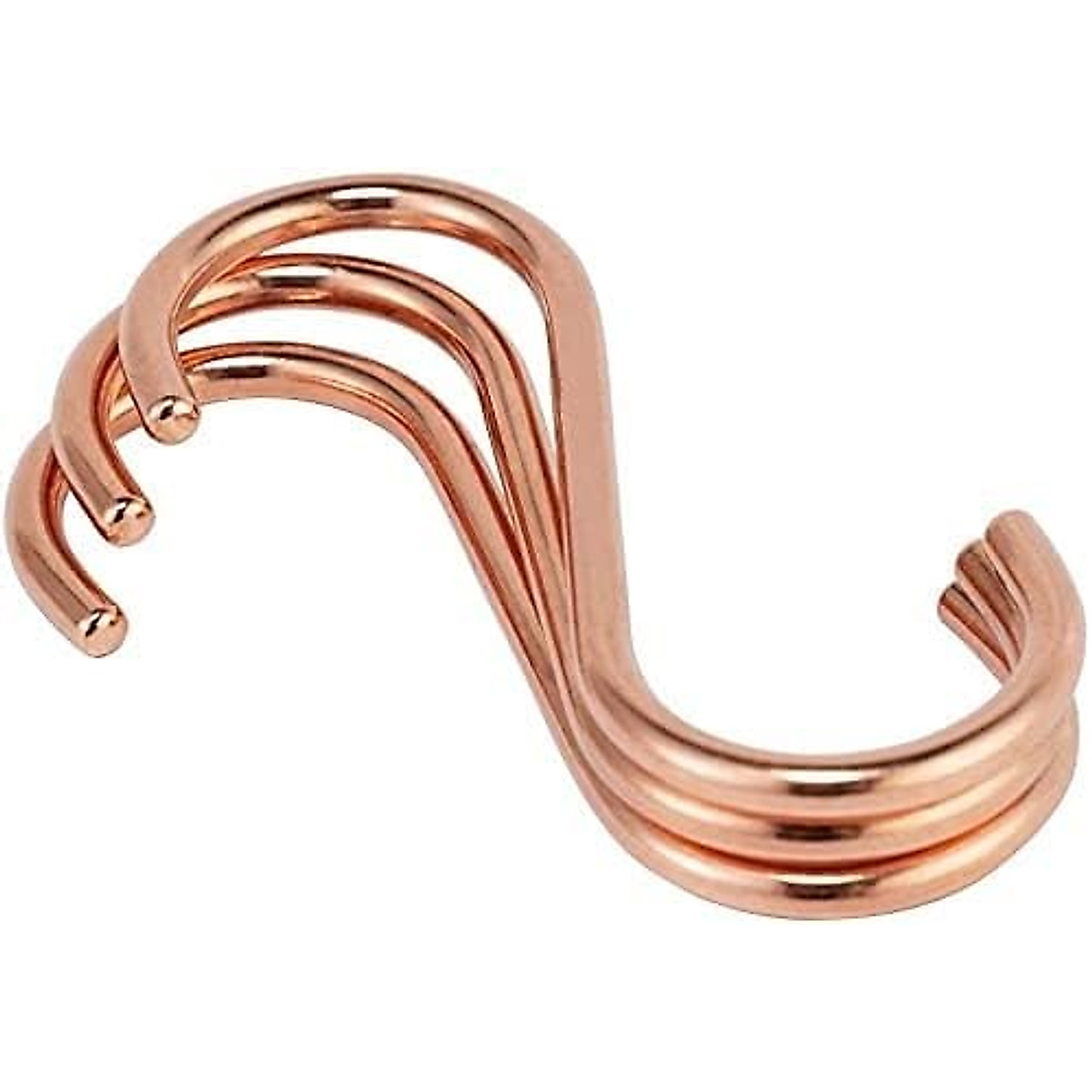 LiuliuBull Set of 6 Copper S Hooks for Hanging Pots and Pans,Made from Authentic Heavy Duty Soild Copper,Beautiful and Long Lasting