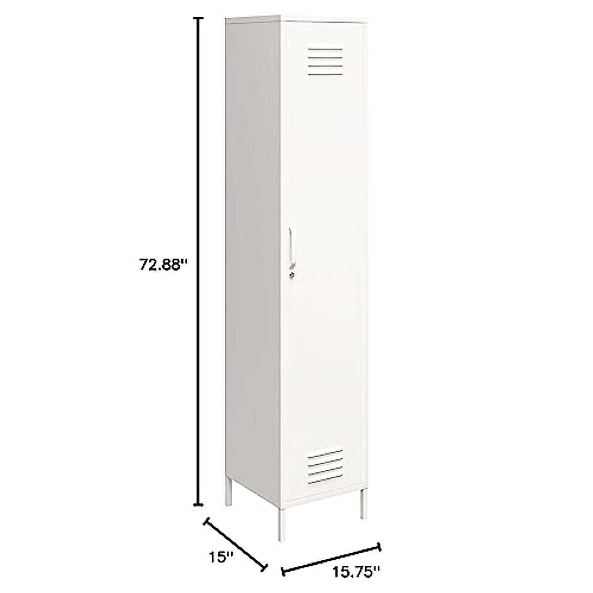 REALROOMS Shadwick 1 Door Tall Single Metal Locker Style Storage Cabinet, Soft White