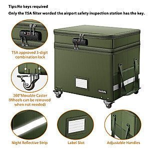 DocSafe File Box with Lock, 2-Layer Fireproof Document Box with Wheels,Collapsible Rolling File Storage Organizer Box with Pockets,Large Portable Home Office Filing Cabinet for Hanging Folders,Green