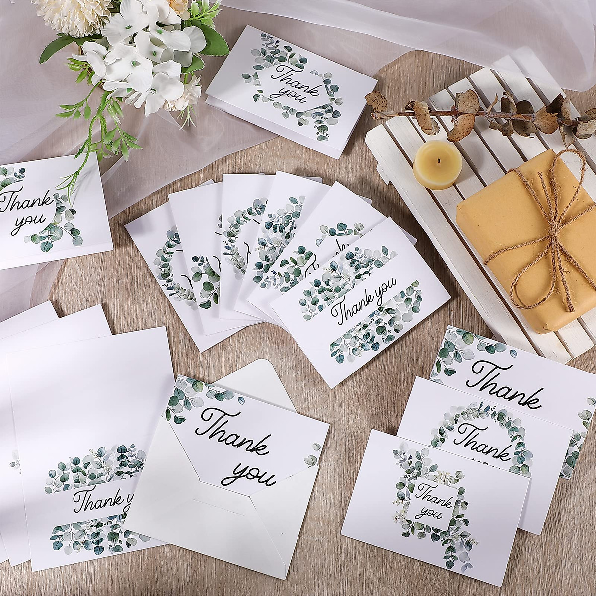 245 Pack Thank You Cards with Envelopes and Stickers Greenery Thank You Cards Thank You Notes Greeting Cards Blank Note Cards for Wedding, Bridal Shower, Baby Shower and All Occasions