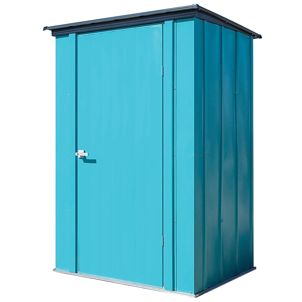Spacemaker 4' x 3' Compact Outdoor Metal Backyard, Patio, and Garden Shed Kit, Teal and Anthracite