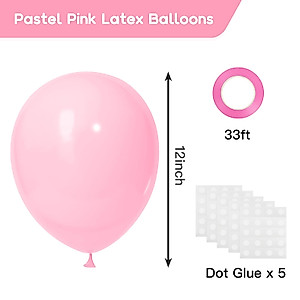 RUBFAC 120pcs Pastel Pink Balloons 12 Inches Latex Balloons, Matte Light Pink Balloons for Birthday Baby Shower Graduation Anniversary Wedding Party Supplies Garland Arch Decoration