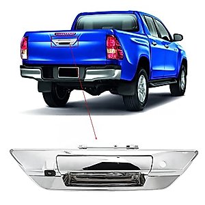 Aramox Trunk Handle Reverse Camera, Car Trunk Handle Color Backup Camera ABS IP66 Waterproof 150‑170° Wide Angles Replacement for Hilux 2017‑2021(Silver)