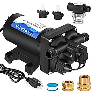 ECO-WORTHY Industrial Water Pressure Diaphragm Pump 110V 5.5GPM 55PSI On Demand RV Fresh Water Pump 110Volt include Garden Hose Adapters for Transfer Booster Water Heater Barrel Sprinkle Irrigation