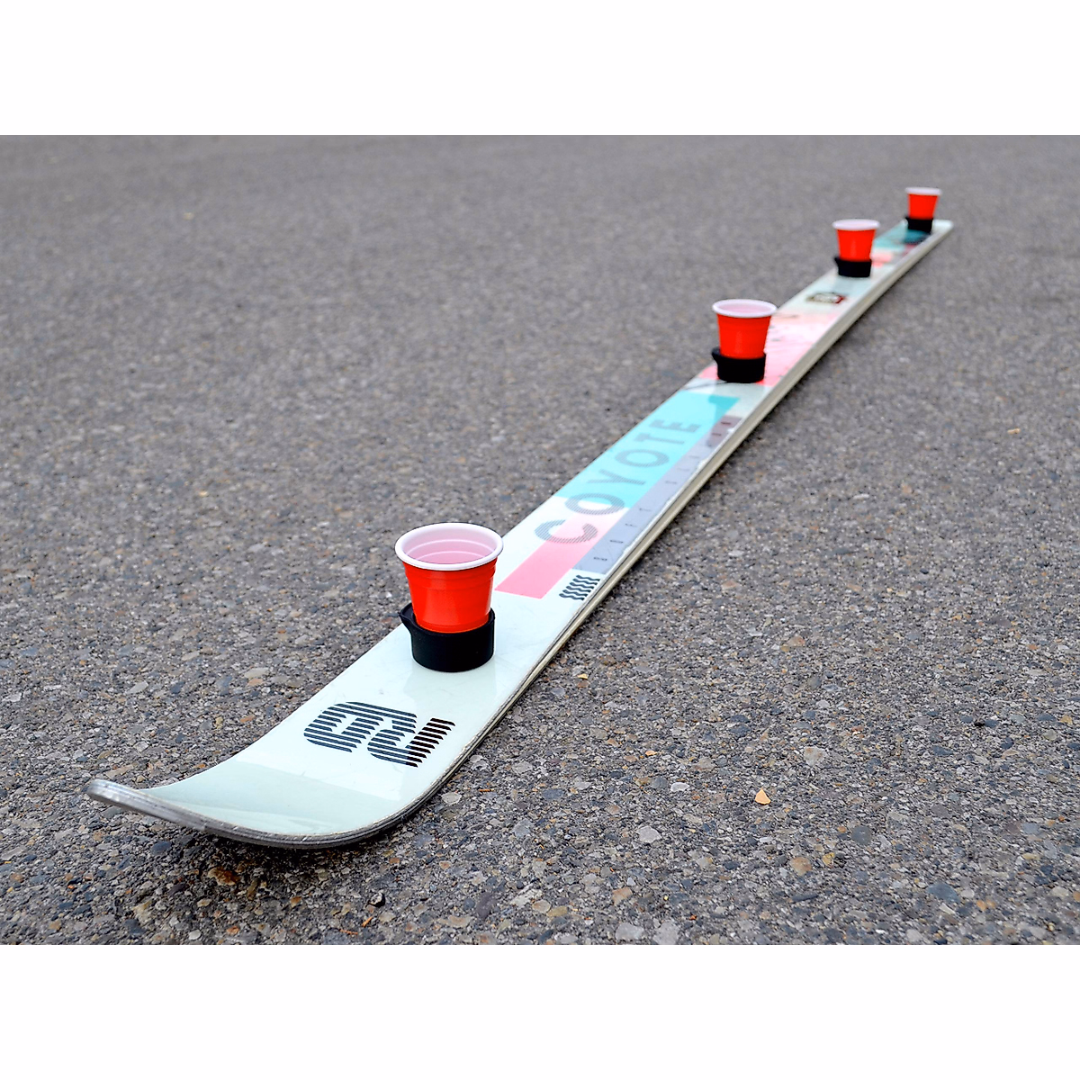 Big Shots Shooter Ski Kit, Peel-and-Stick Adhesive Mounts, No Tools Required, Fits All Standard Size Shot Glasses, 4 Mounts (Bombdiggity Black)