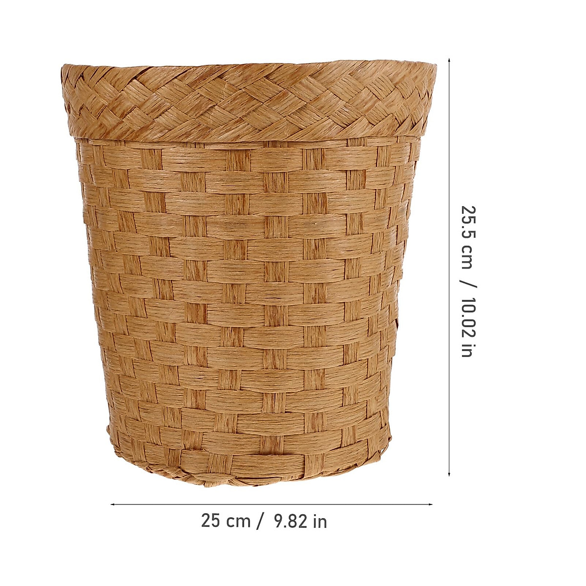 DEARMAMY Wicker Trash Can - Woven Wicker Waste Basket Round Rattan Waste Paper Bin Office Garbage Can Rubbish Basket Laundry Hamper for Kitchen Home Office