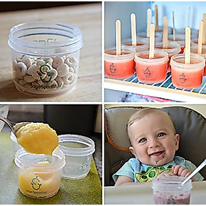 Sage Spoonfuls Baby Food Storage Containers, 6-Pack BPA-Free Plastic Baby Food Jars with Leakproof Lids, Made in The USA, Microwave-Safe, Dishwasher & Freezer-Safe, 4 Ounce Jars