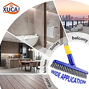 Long Handle Grout Brush for Floor to Wall Grout Line Cleaning,No Knees Floor Scrub Brush with Stiff Bristles for Tile,Shower,Bathroom,Toilet by XUCAI Household Cleaning Supplies-Dreamy Blue